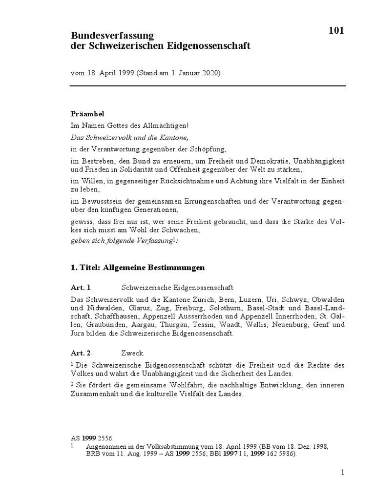 CH Bundesverfassung | PDF