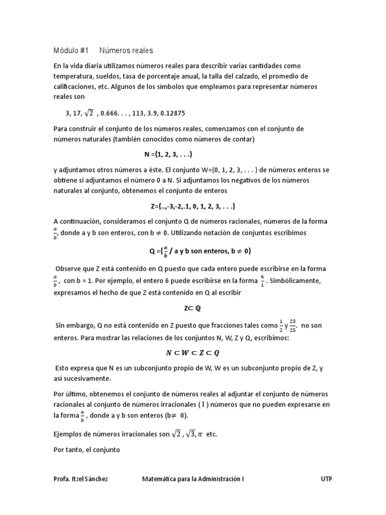 Módulo N1 Los Números Reales | PDF Módulo N1 Los Números Reales | PDF