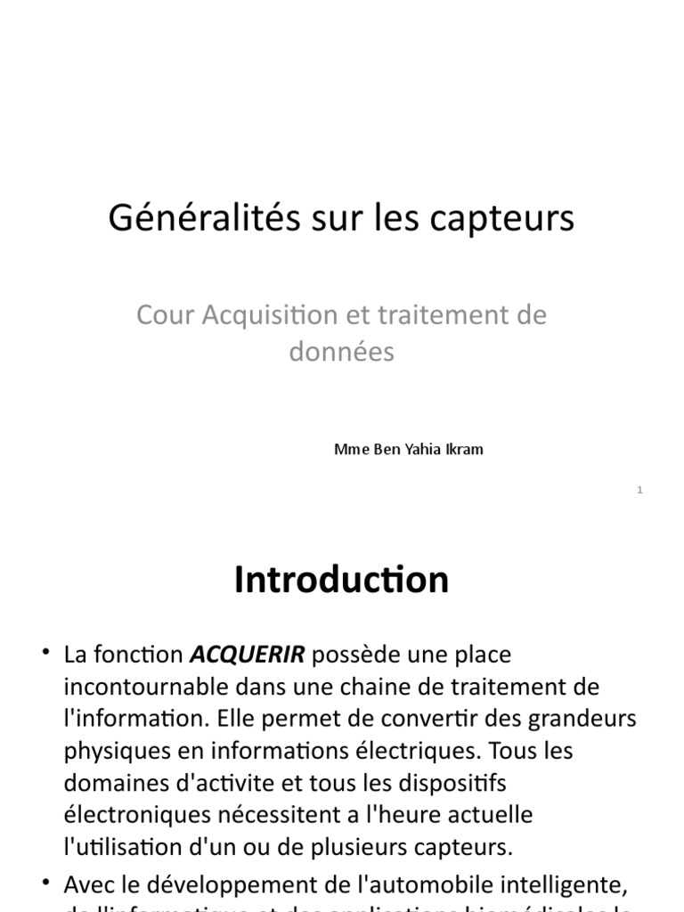 Généralités Sur Les Capteurs | PDF | Capteur | Optique
