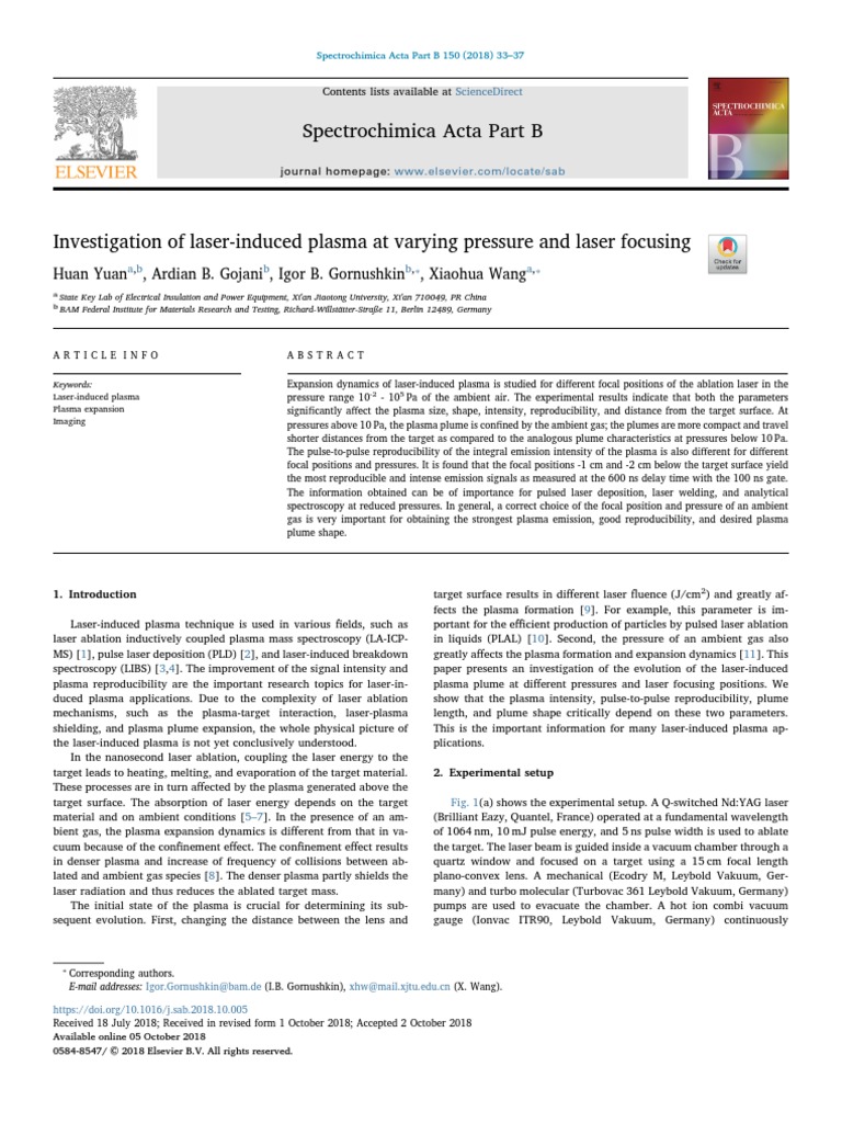 Investigation of Laser-Induced Plasma | PDF | Laser | Charge Coupled Device