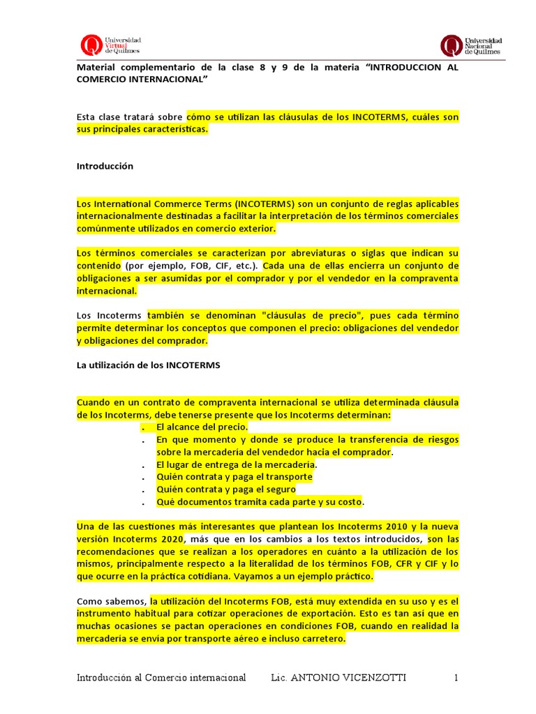 Clase 8 y 9 - Material Complementario | PDF | El comercio internacional | Gestión de la cadena ...