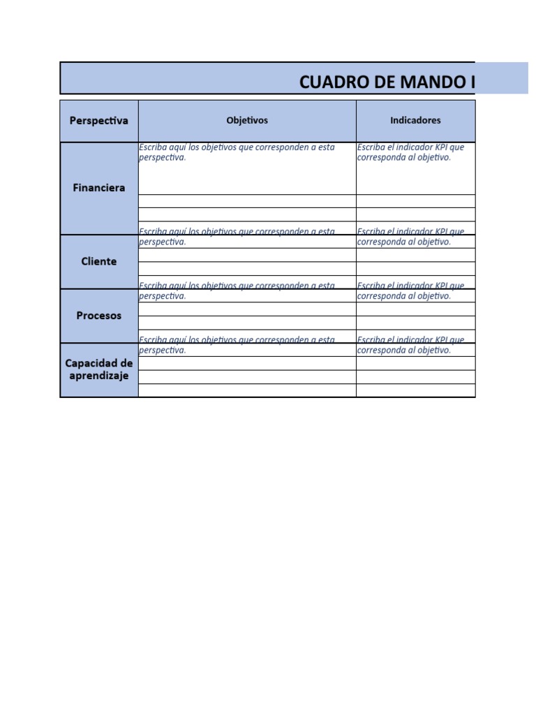 Anexo 4 Plantilla Cuadro Mando Integral | PDF