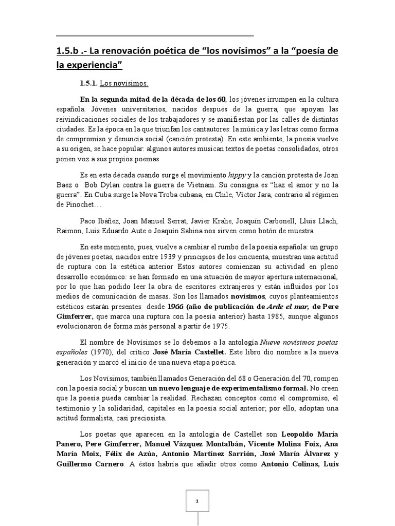 La poesía de los novísimos en España | PDF | Clásicos