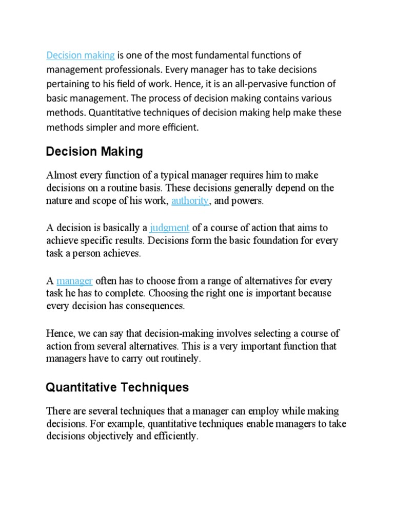 Decision Making | PDF | Career & Growth | Business