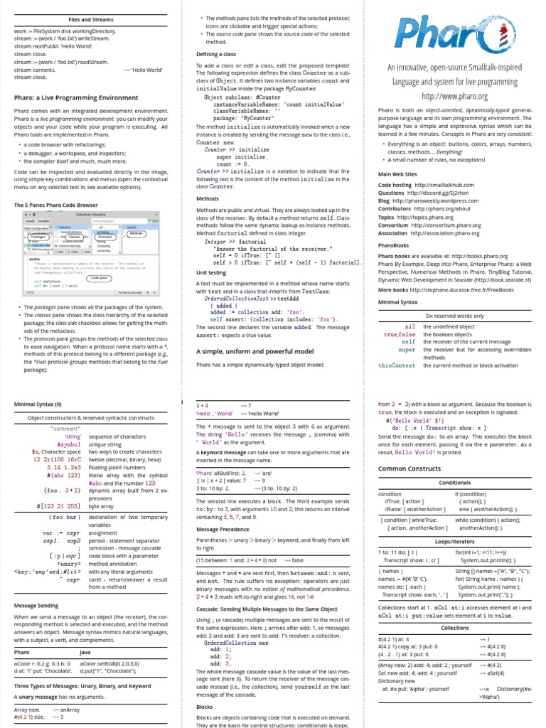 Pharo | PDF | Class (Computer Programming) | Method (Computer Programming)
