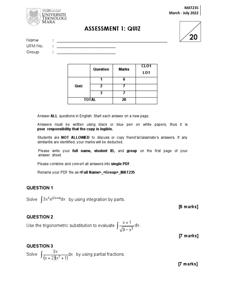 MAT235_ASSESSMENT1 | PDF