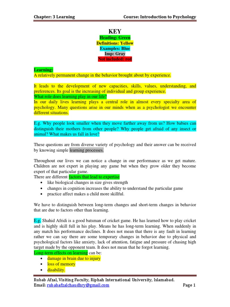 Chapter 3 Highlighted | PDF | Classical Conditioning | Reinforcement