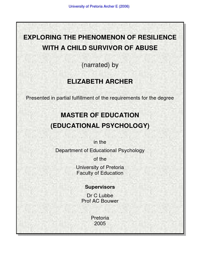 2 - Exploring The Phenomenon of Resilience With A Child Survivor of Abuse PDF | Download Free ...