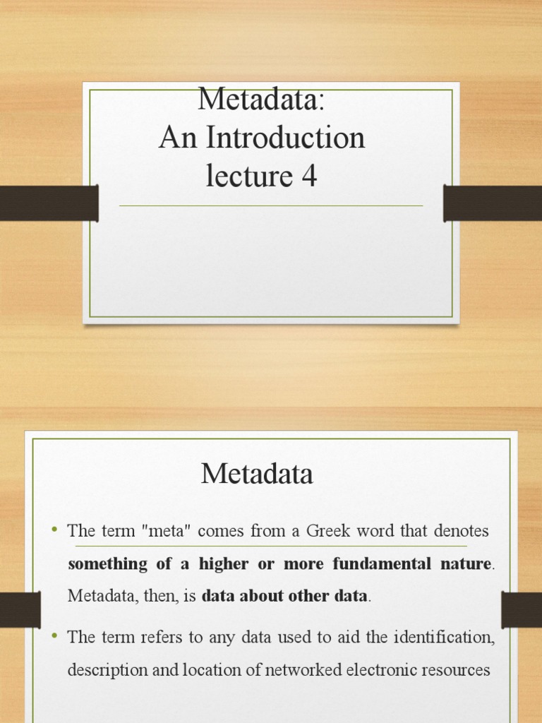 Lec 4 | PDF | Metadata | Data