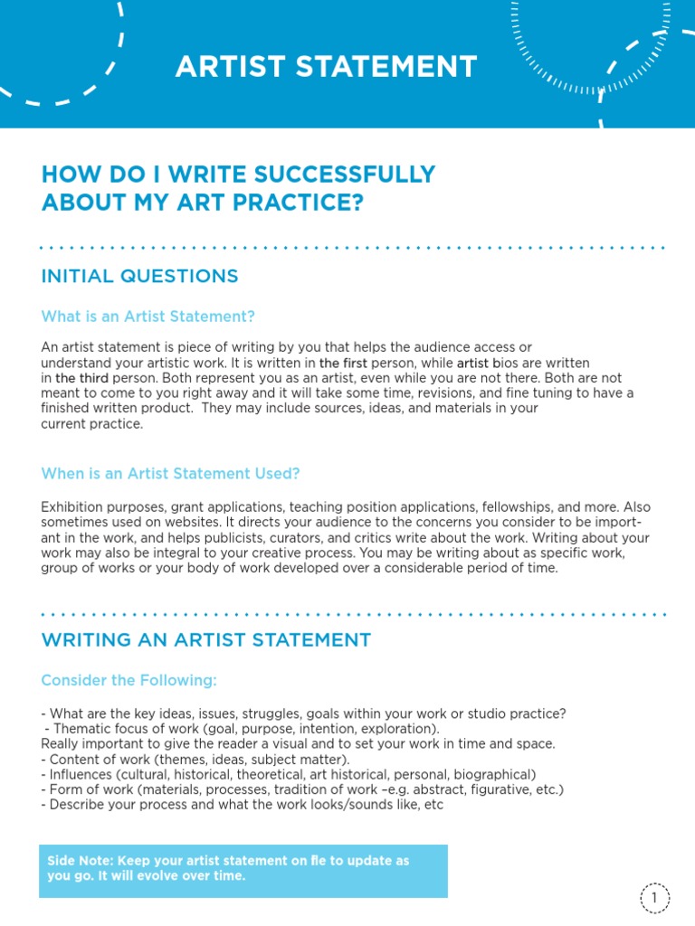 Artist Statement guide (SAIC) | PDF | Thought | Human Communication
