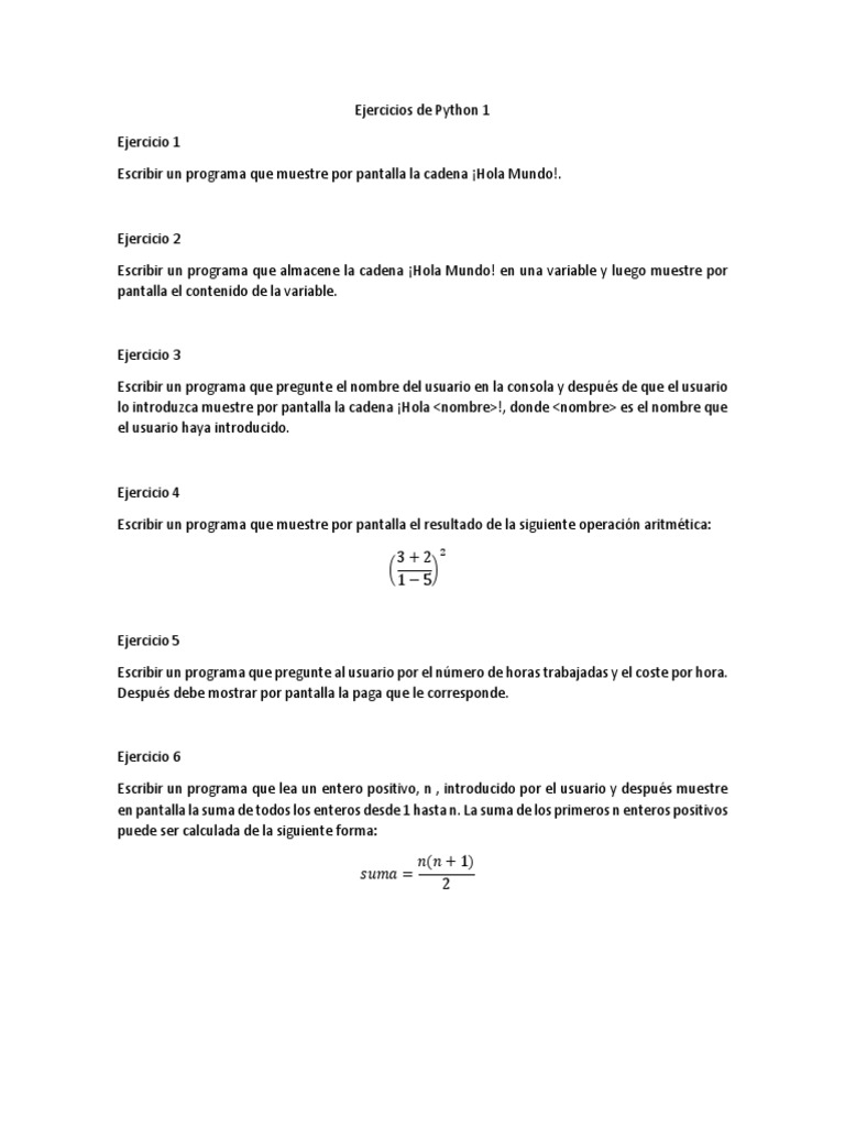 Ejercicios Básicos de Python | PDF | Métodos y materiales de enseñanza