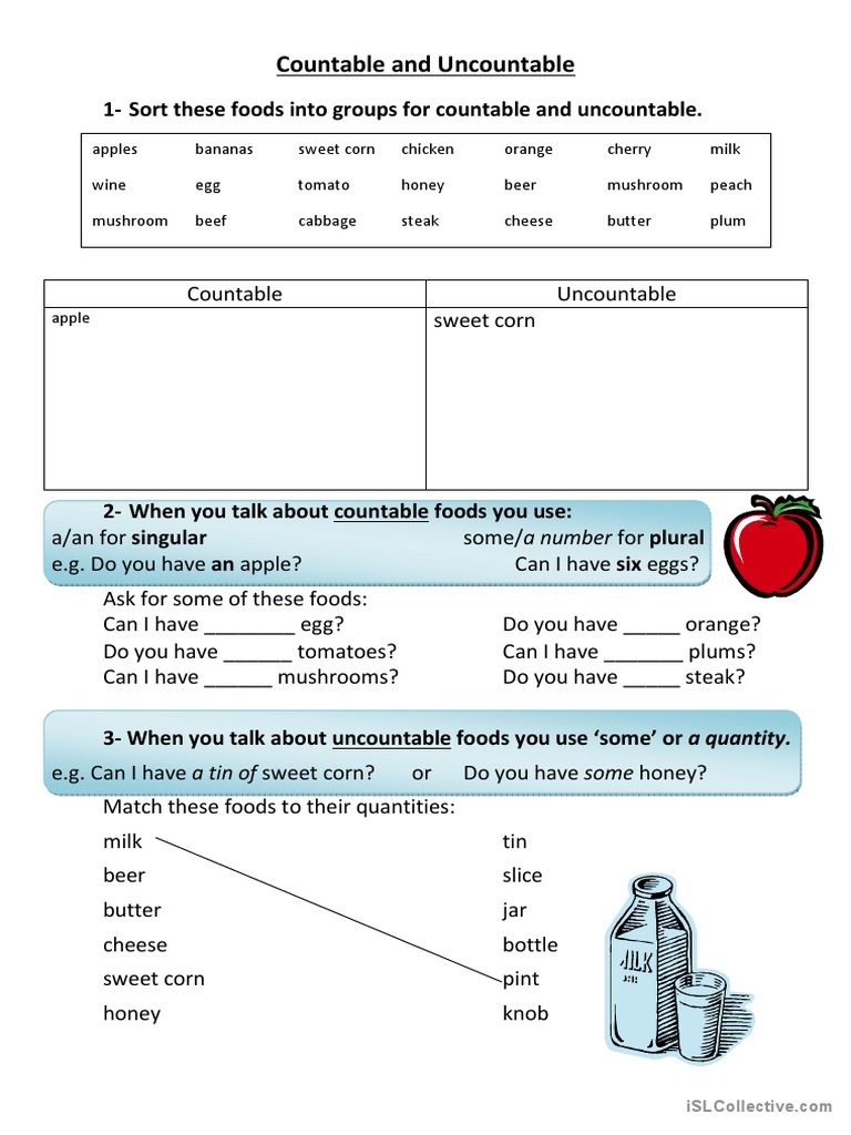 Countable vs. Uncountable Foods | PDF