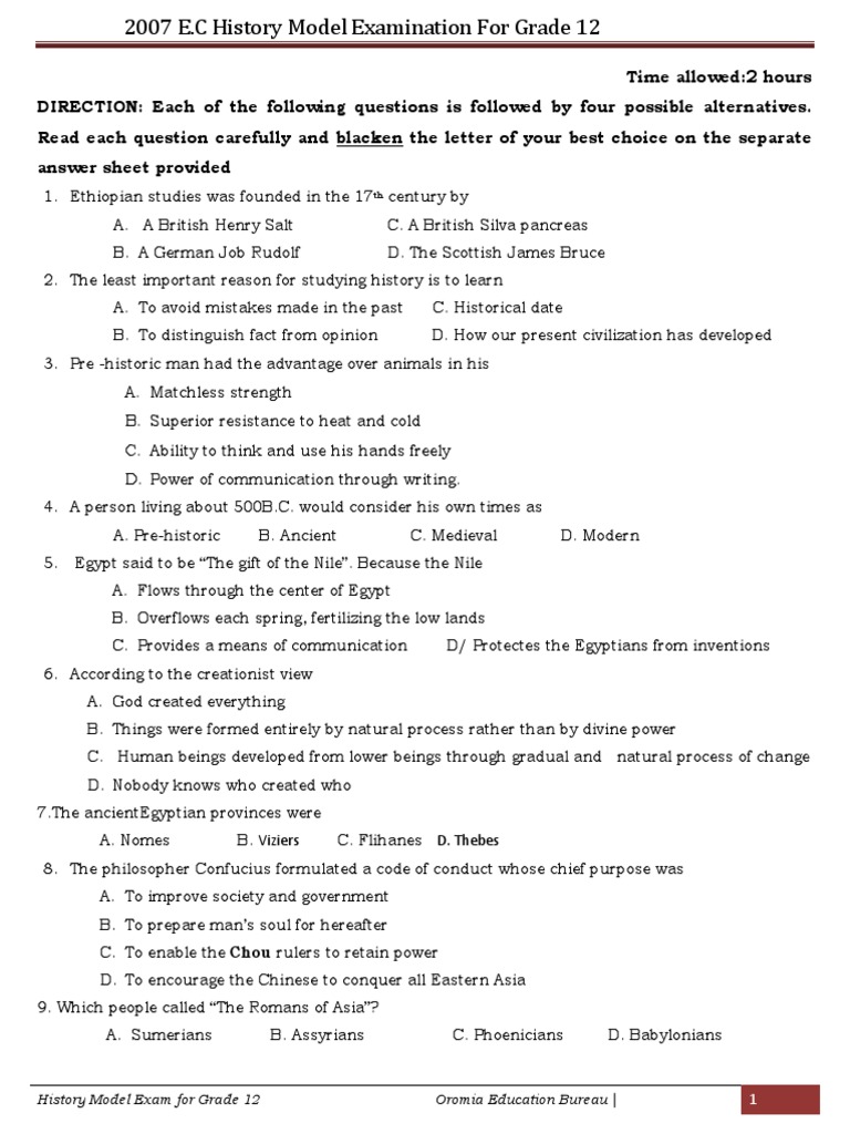 History Grade 12 PDF | Download Free PDF | Ethiopia | Africa