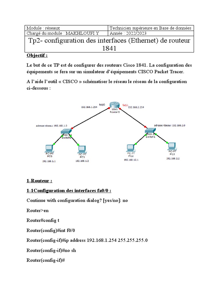 Configuration D'un Routeur 1841 | PDF | Méthodes et références pédagogiques | Ordinateurs