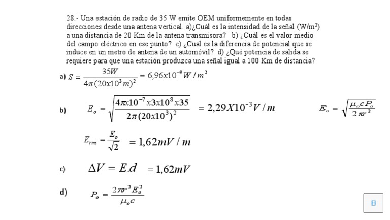 Ejercicio 28 Ondas ElectroMagneticas | PDF