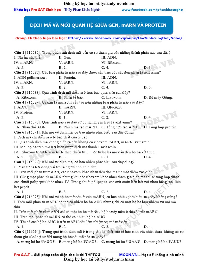 Thi Online Dich Ma Va Moi Quan He Giua Gen mARN Protein 138094 ...