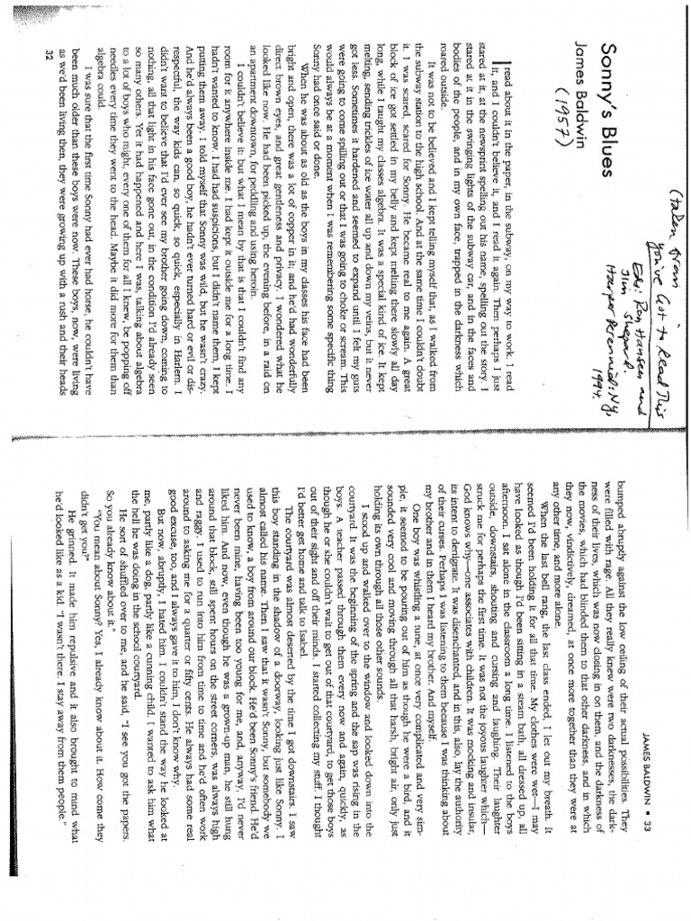 Sonny's Blues by James Baldwin | PDF