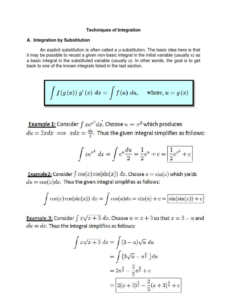 Lesson 5. Techniques of Integration PDF | PDF