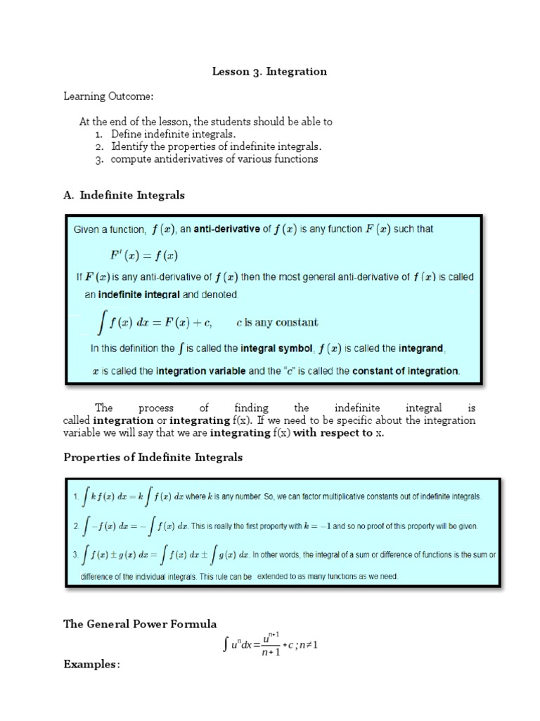 Lesson 3. Indefinite Integral | PDF