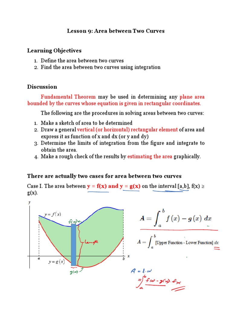 Lesson 2. Area Between Two Curves | PDF | Science & Mathematics