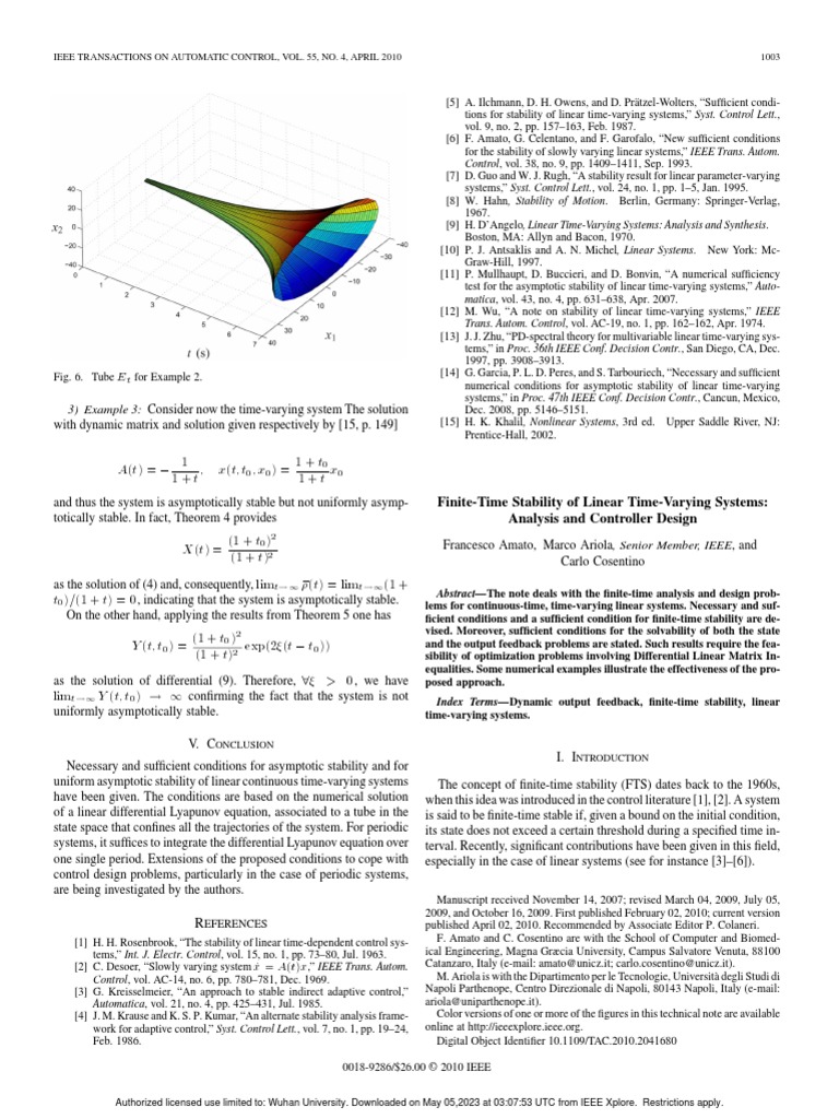 Finite-Time Stability of Linear Time-Varying Systems Analysis and ... Finite-Time Stability of Linear Time-Varying Systems Analysis and ...