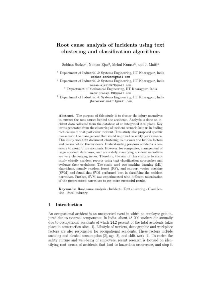 Root Cause Analysis of Incidents Using Text Clustering and Classification Algorithms | PDF ...