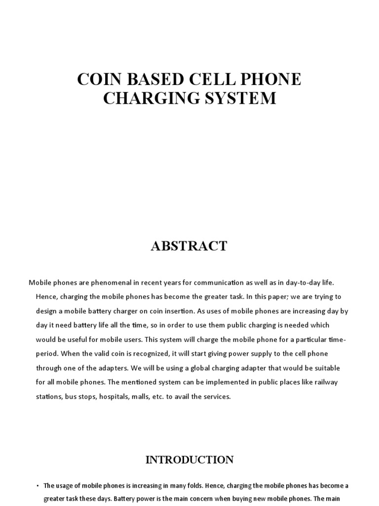 Coin-Operated Mobile Charging | PDF | Technology & Engineering