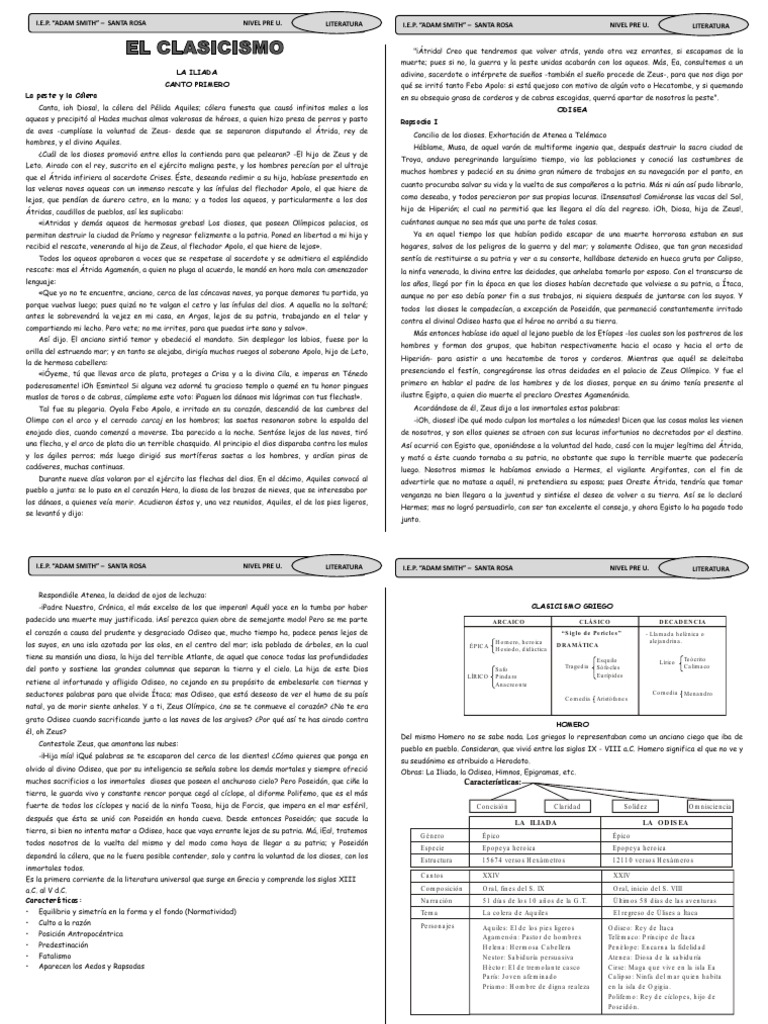 El Clasicismo | PDF | Aquiles | Ilíada
