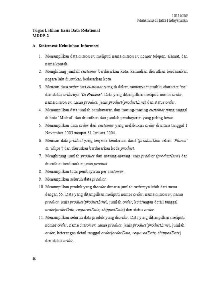 Tugas Latihan Basis Data Relational | PDF