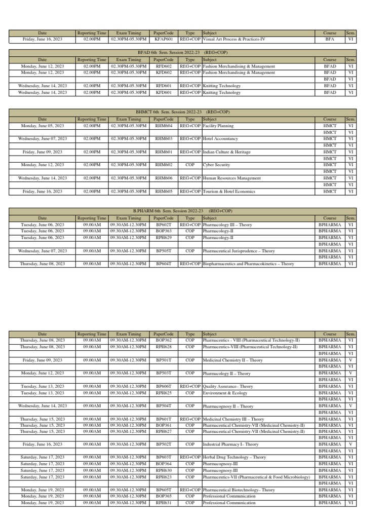 3rd Year Tentative Exam Schedule | PDF | Technology & Engineering