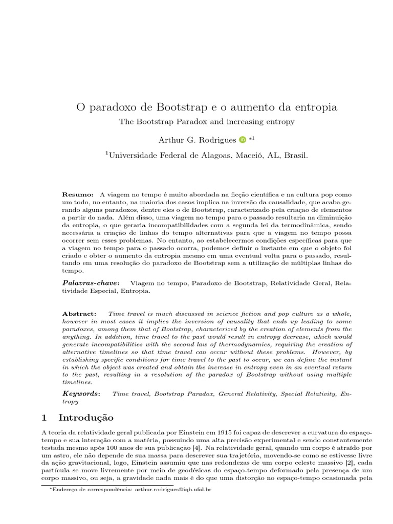 O Paradoxo de Bootstrap e o Aumento Da Entropia | PDF | Tempo | Espaço ...