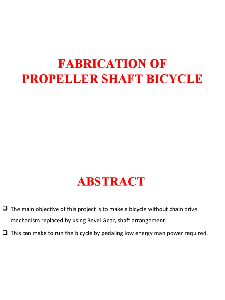 Chainless Bicycle with Propeller Shaft | PDF | Gear | Private Transport