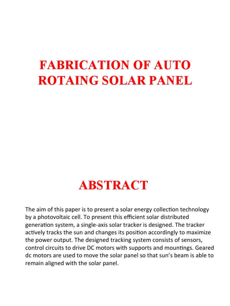 Auto Rotating Solar Panel Design Guide | PDF | Photovoltaics | Solar Energy