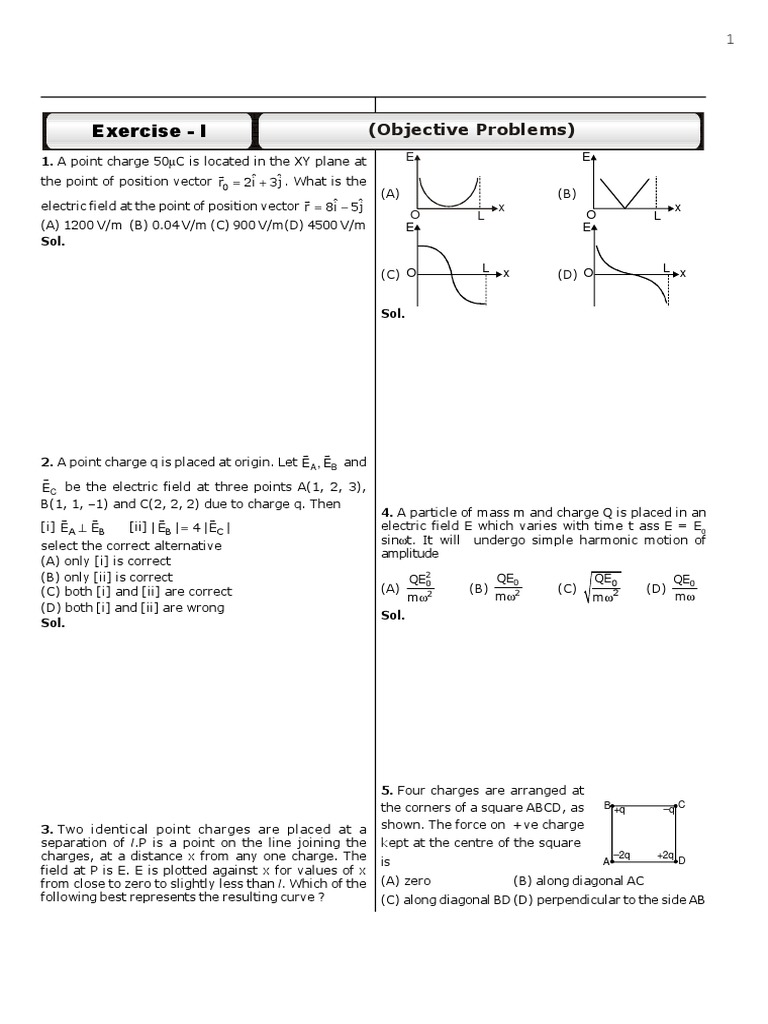 Electrostatics 1 | PDF | Electric Field | Potential Energy