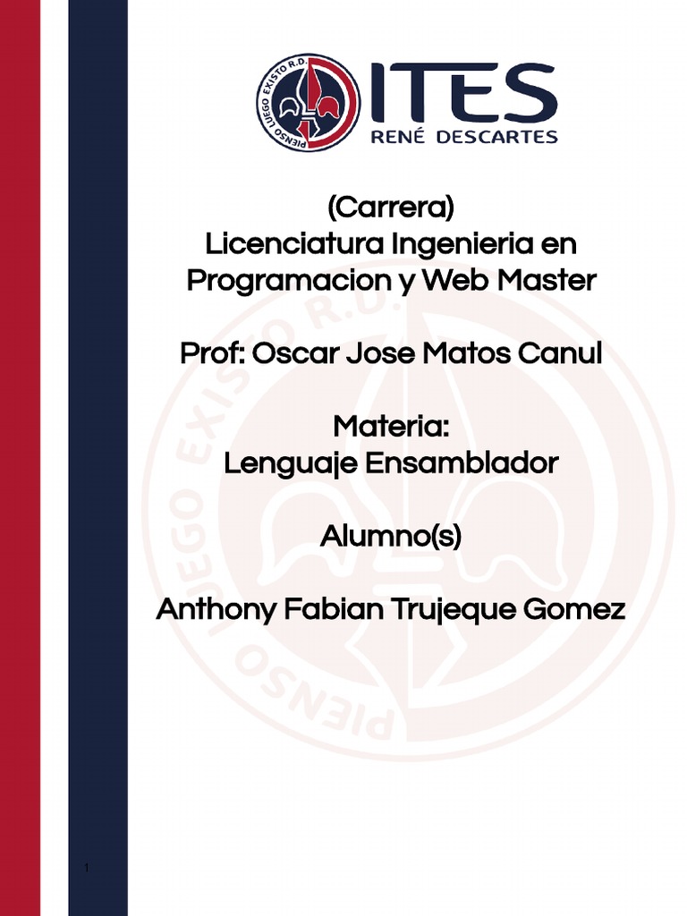 Carpeta - Evidencia - Ensambador - Trujeque | PDF | Arduino | Lenguaje ...