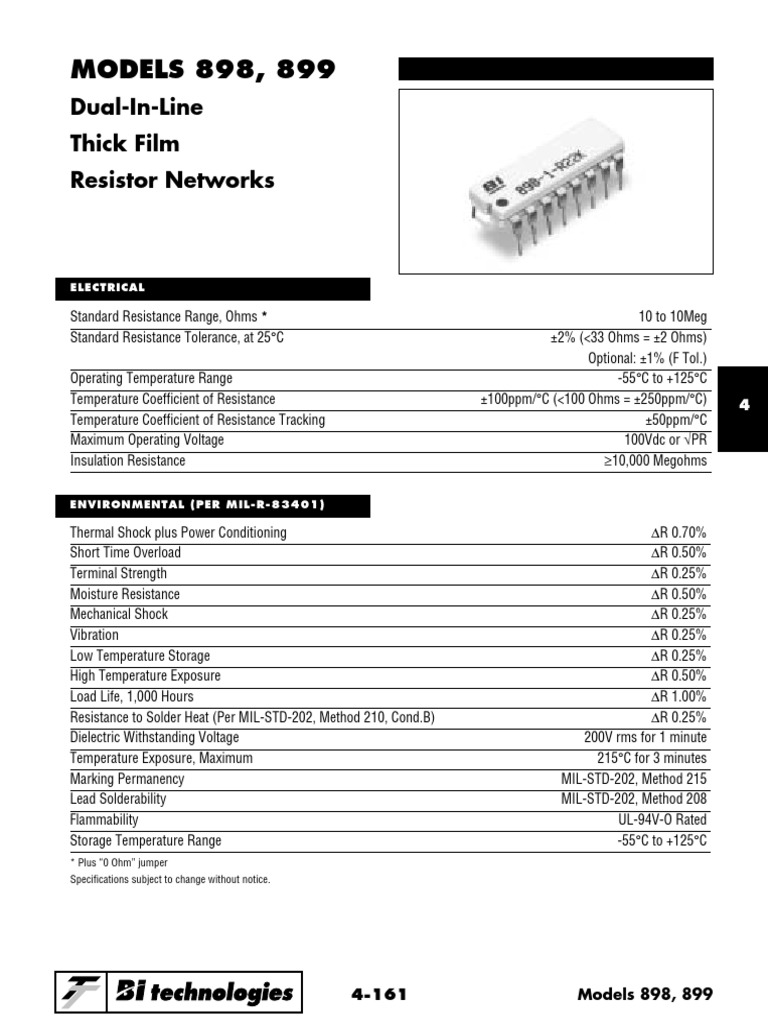 TT - Electronics 898 3 R100K Datasheet PDF | PDF | Resistor | Electrical Resistance And Conductance
