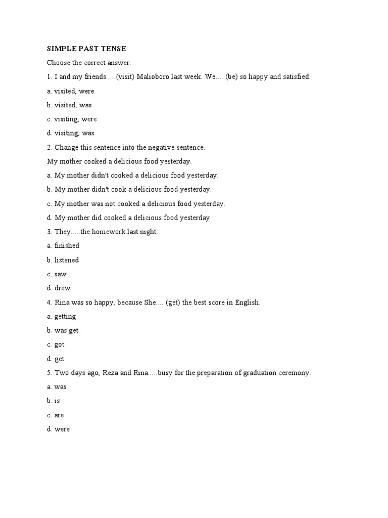 Soal Simple Past Tense & Recount Text | PDF