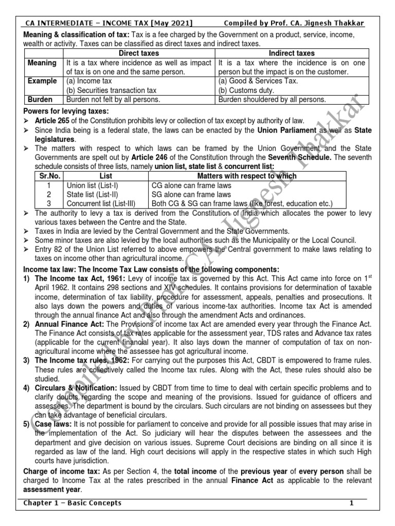 CA Intermediate Income Tax Concepts | PDF | Taxes | Tax Exemption
