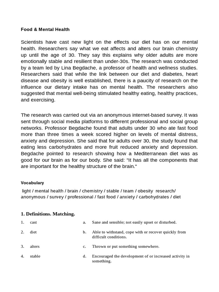 Food & Mental Health | PDF | Diet (Nutrition) | Diet & Nutrition