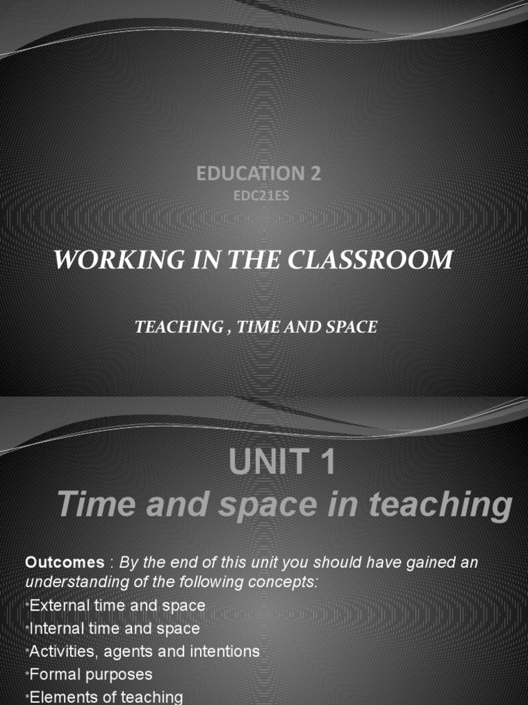 Unit 1 - Working in Classrooms | PDF | Learning | Intention