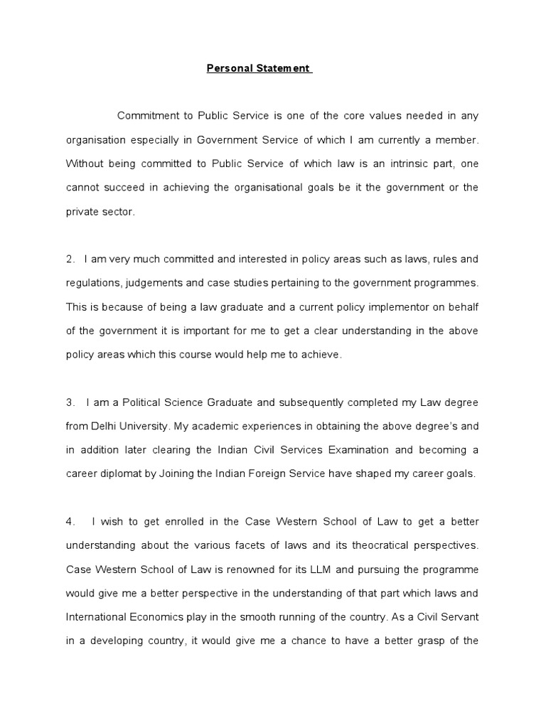 Personal Statement (LLB) | PDF | Policy | Civil Service