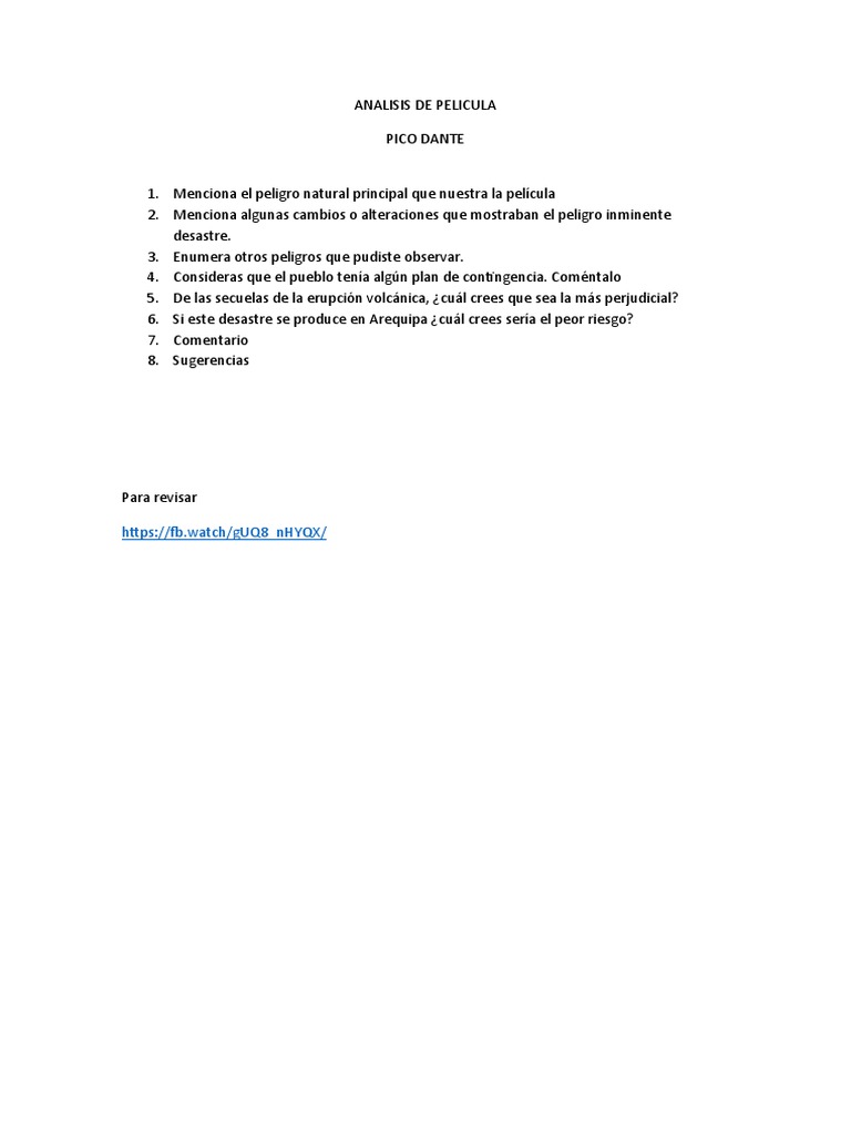 Analisis de Pelicula-Pico Dante | PDF | Libros para adolescentes