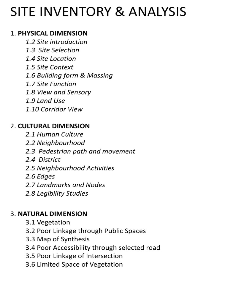 Site Inventory & Analysis Checklist PDF | PDF