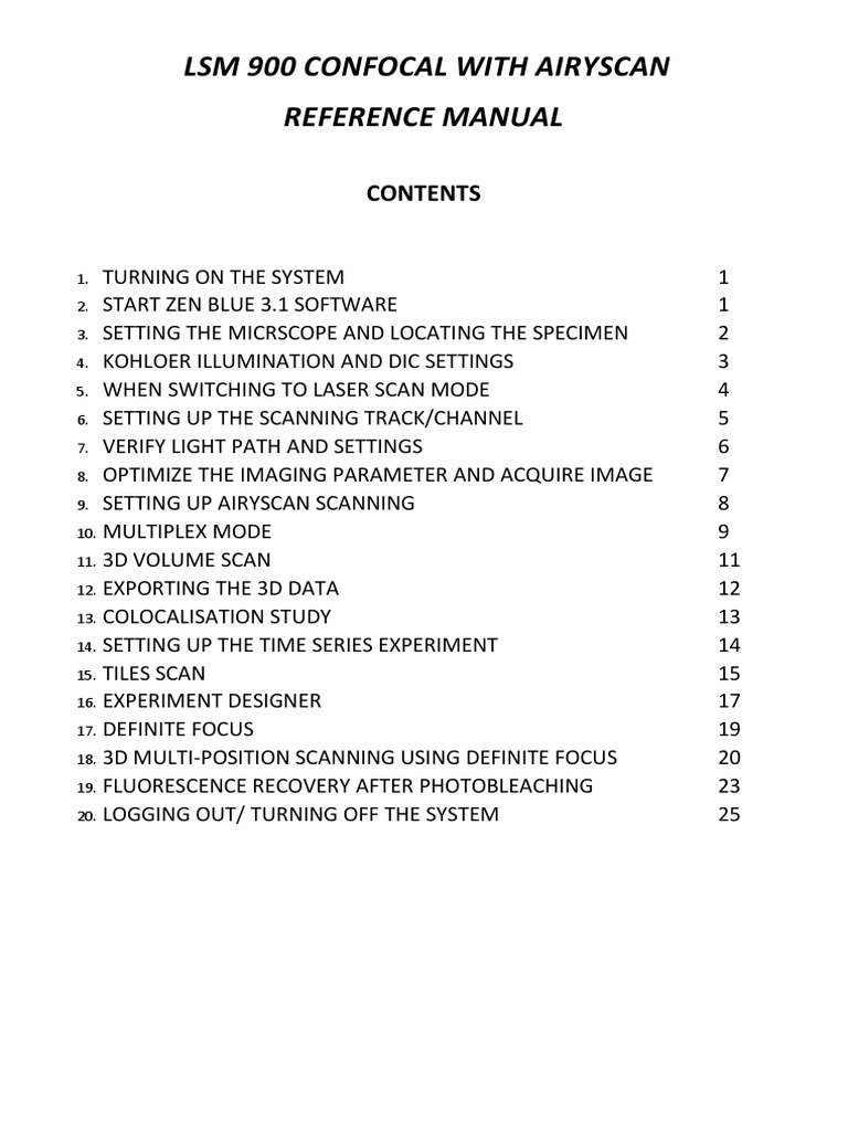 Zeiss LSM 900 Manual PDF | PDF