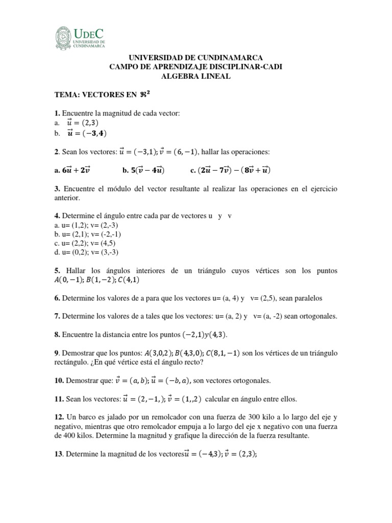 Vectores en R2 | PDF | Vector Euclidiano | Sistema de coordenadas ...