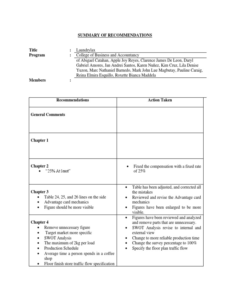 Summary of Recommendations | PDF | Economies | Business