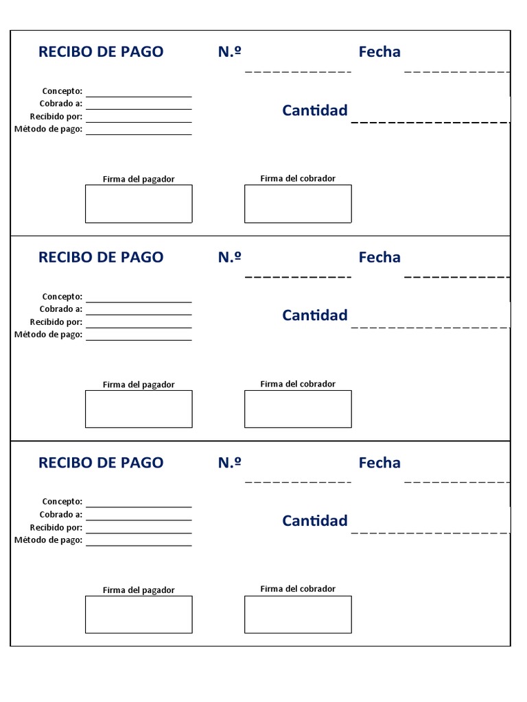 Plantilla de Recibo de Pago para Rellenar | PDF