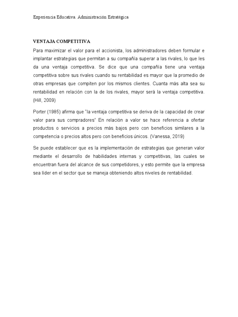 Ventaja Competitiva | PDF