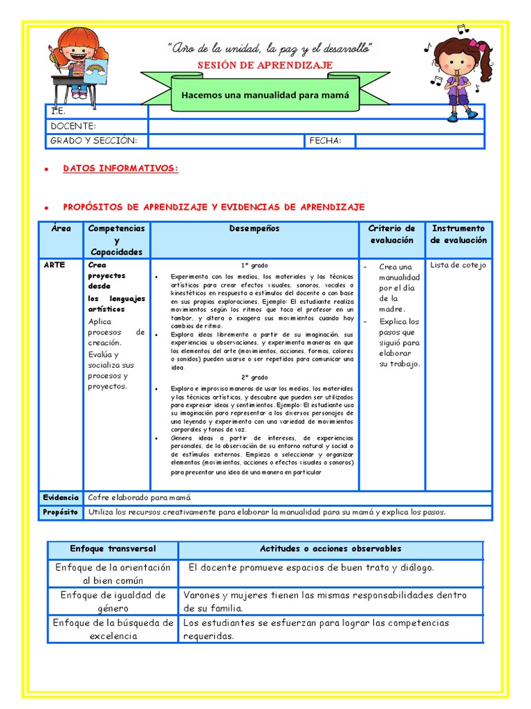 Sesión D5 Arte Hacemos Una Manualidad para Mamà | PDF | Aprendizaje ...