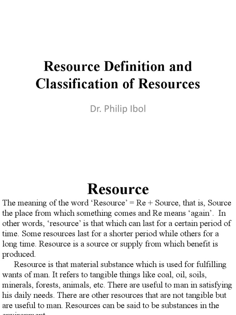 Understanding Resource Definitions | PDF | Agriculture | Resource